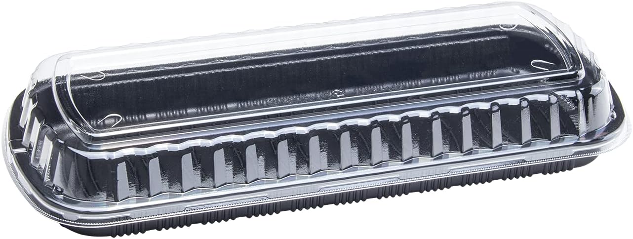 Amazon.com: Karat Half Slab Black PP Plastic Rib Container with Clear ...