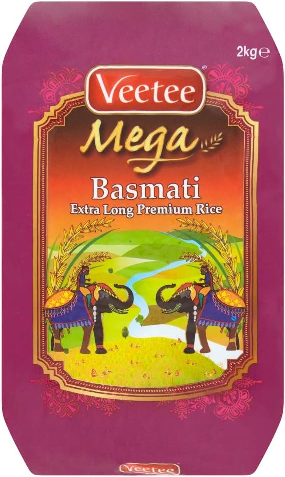 Veetee Mega Basmati Extra Long Premium Rice, 2kg : Amazon.co.uk: Grocery