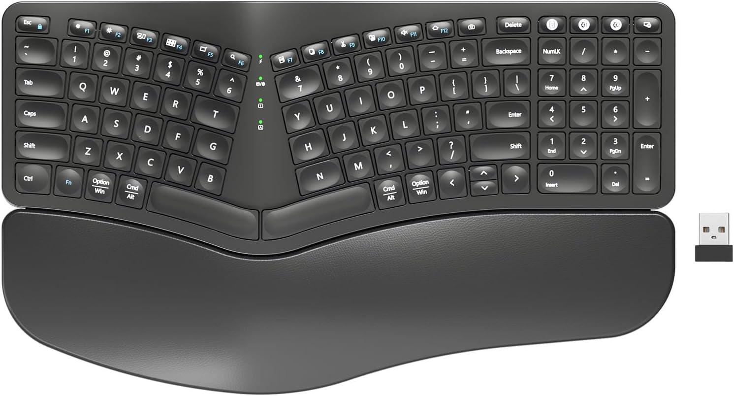 Amazon.com: MEETION New Ergonomic Keyboard, Wireless Split Ergo ...