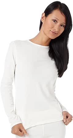 Cuddl Duds Women's Climatesmart Long Sleeve Crew, White, Medium at ...