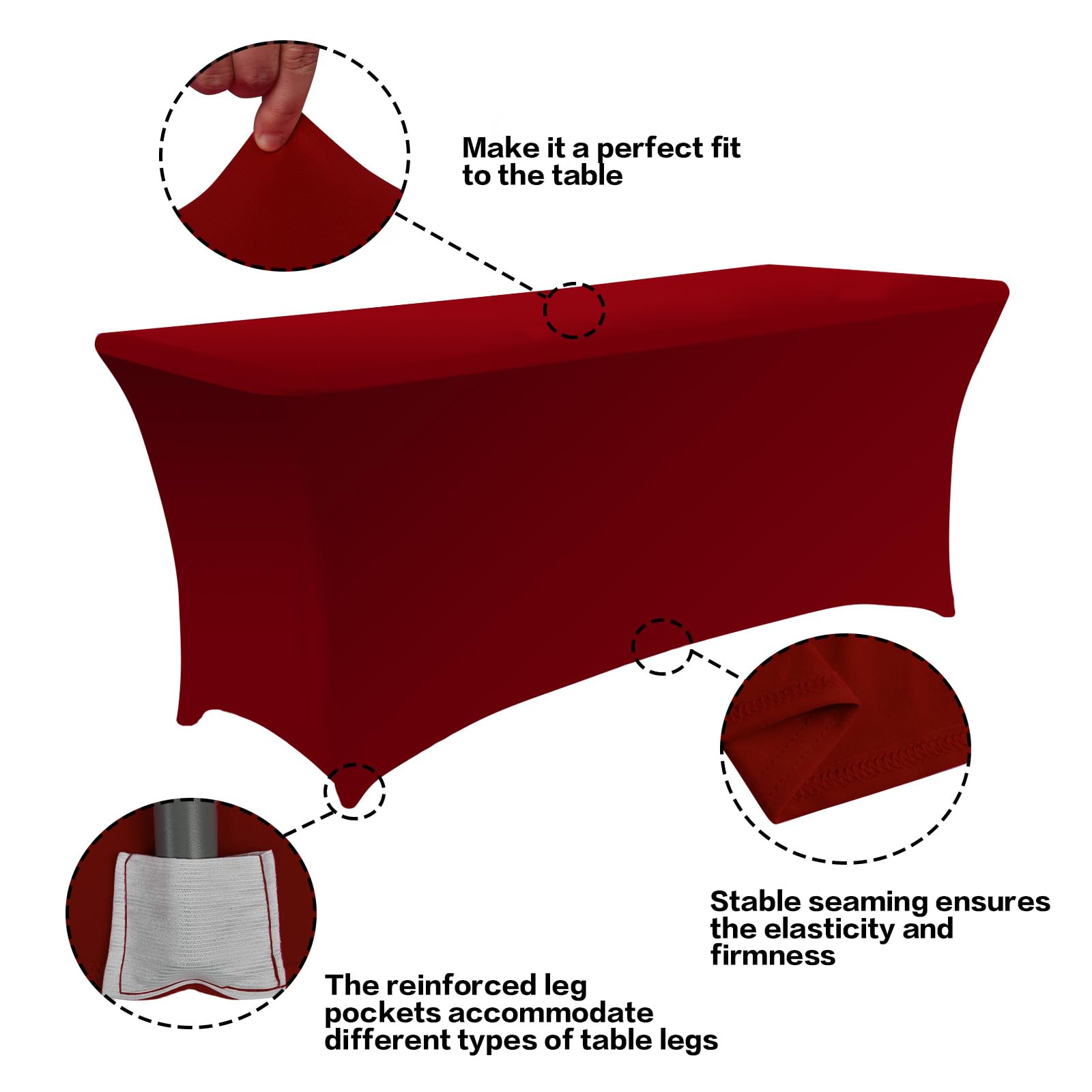 Snapklik.com : IVAPUPU 4FT Table Cloth For Rectangular Fitted Events ...