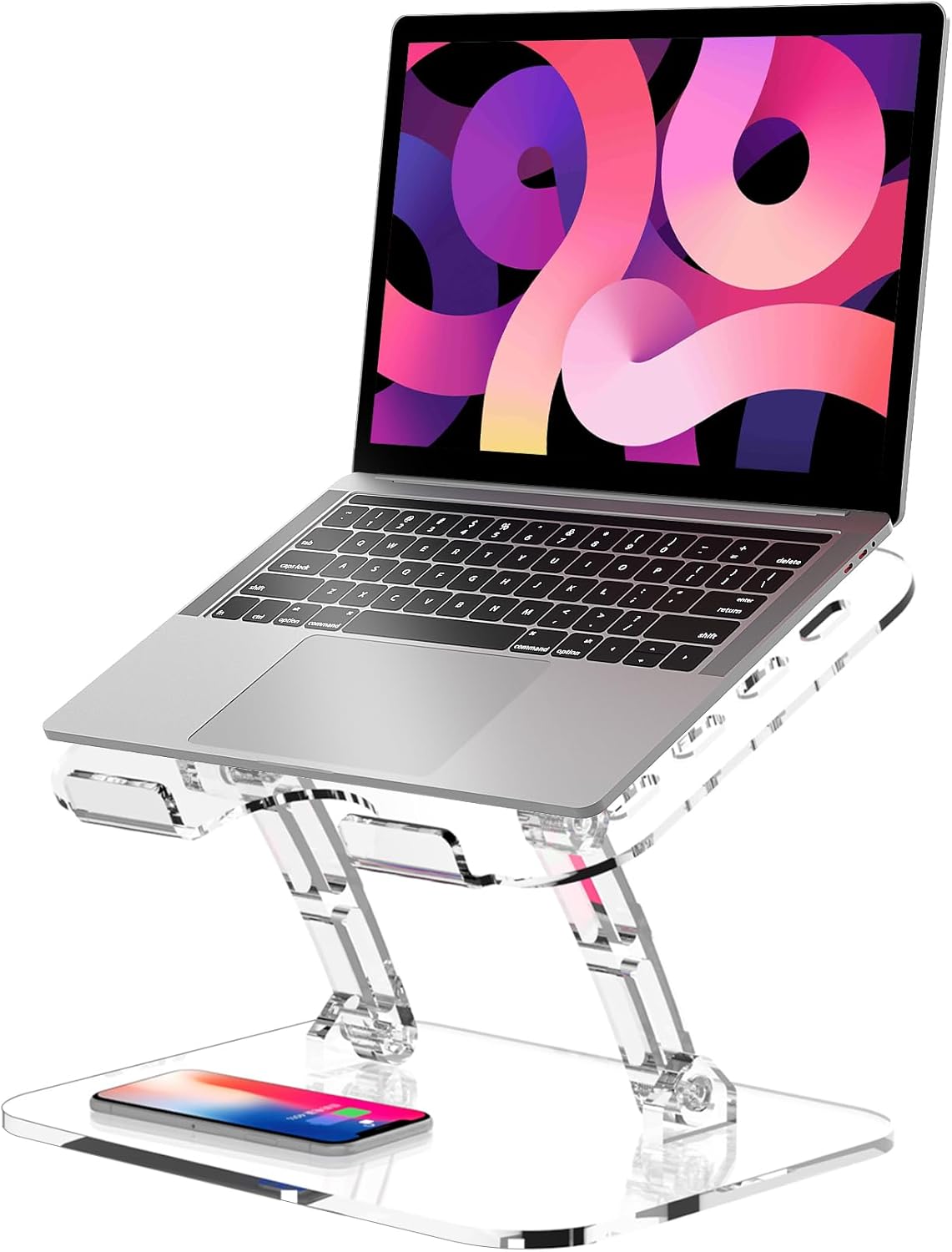 Amazon.com: Lpoake Acrylic Laptop Stand for Desk,2023 Upgraded Clear ...