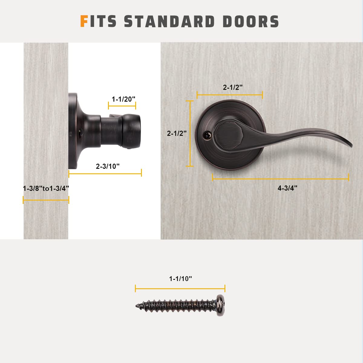 Snapklik.com : 6 Pack Wave Style Dummy Door Lever, Single Sided Dummy ...