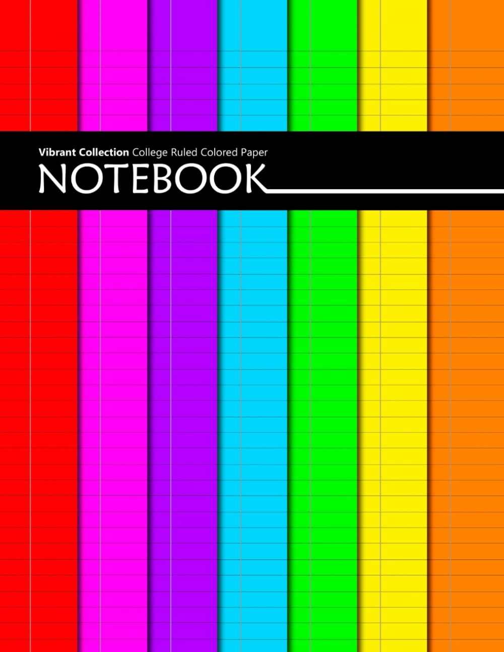 Vibrant Collection College Ruled Colored Paper Notebook: Blank Lined ...