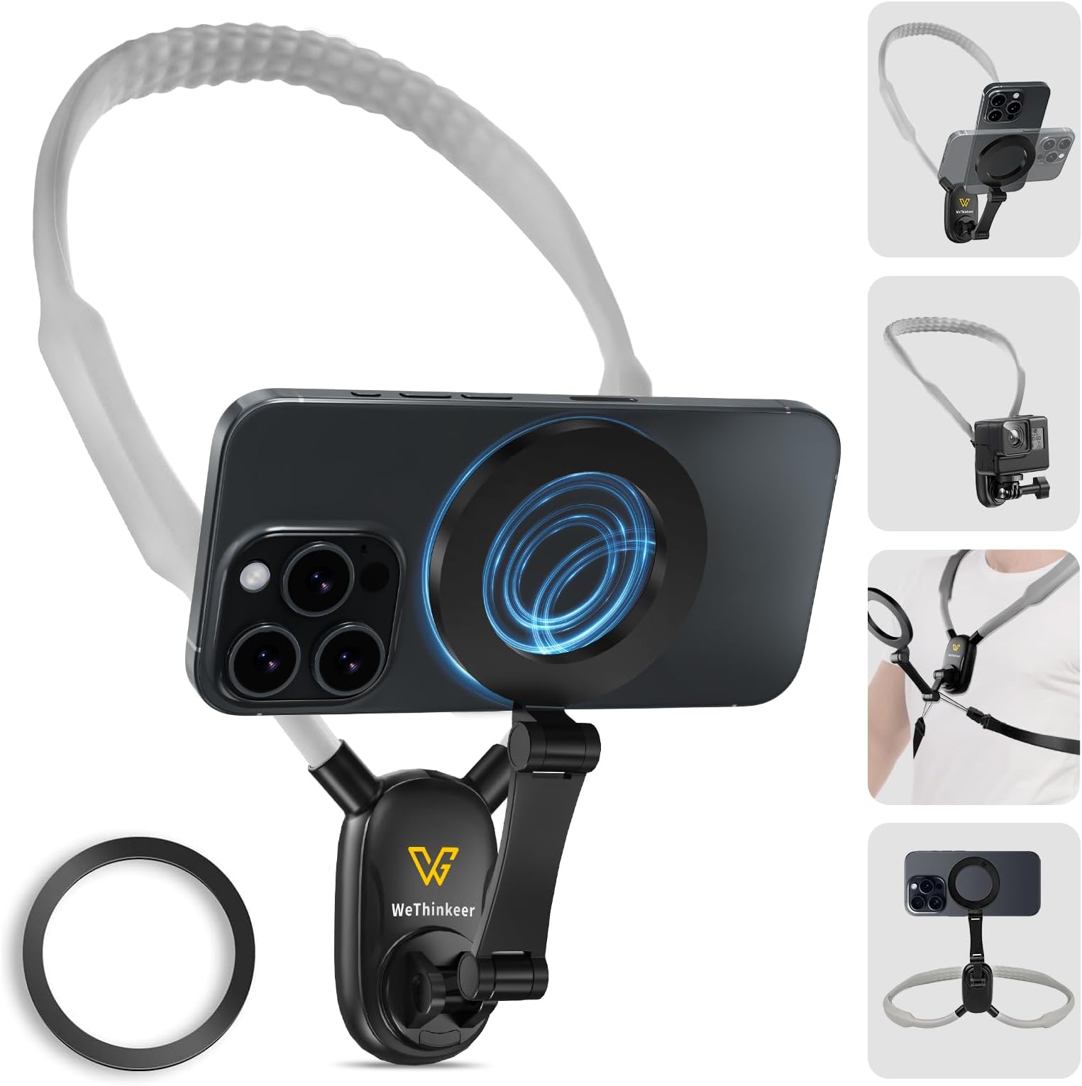 Amazon.com: Magnetic Phone Holder, 4 in 1 Neck Mount for Phones ...