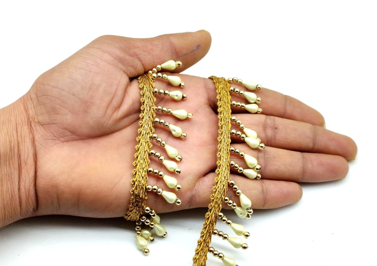 CRT Latkan Bead Border Lace for Saree Blouse Dupatta Lehenga Sewing ...