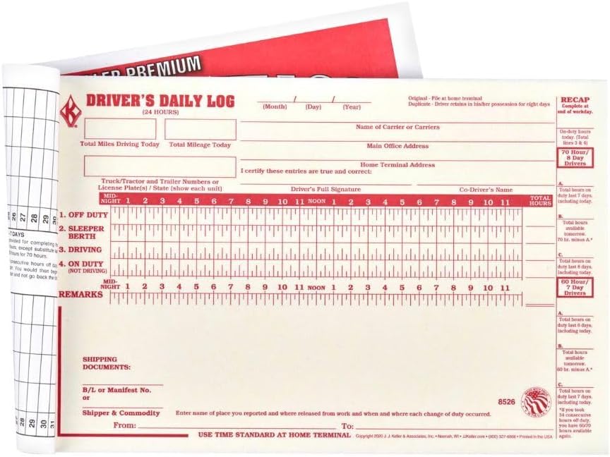 Amazon.com : 10 Pack Driver Daily Log Book 8.5X 5.5inch Driver's Log ...