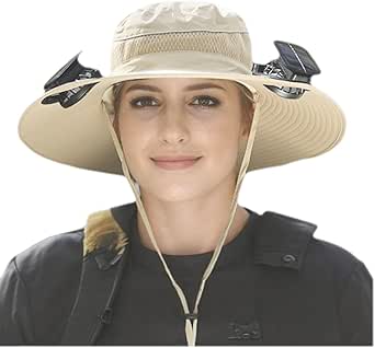 Amazon.com: Solar Fan Hat with 2 Solar Fan,Solar Fan Hats for Men,Wide ...