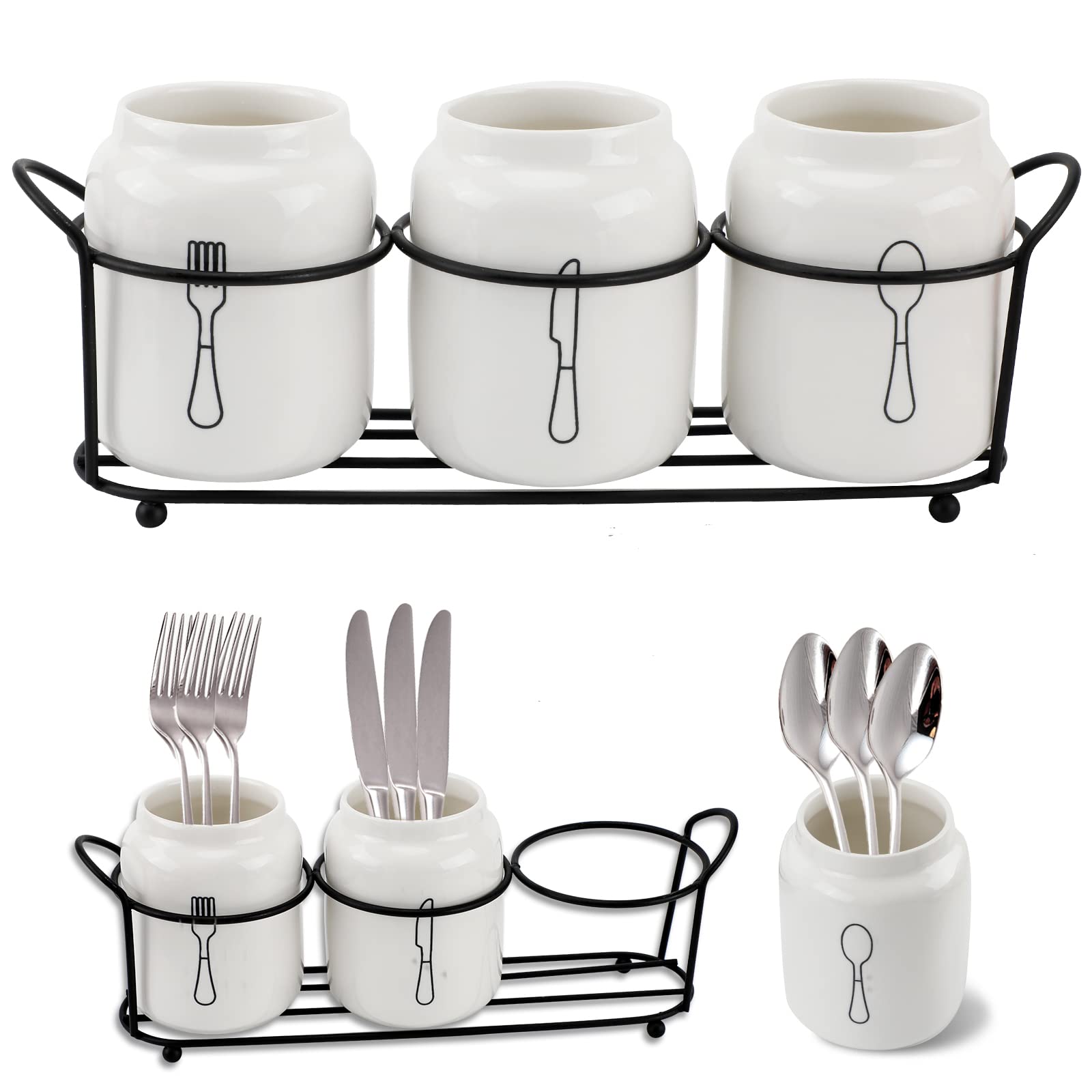 Amazon.com - 4 Piece Silverware Holder for Organizer Countertop White ...