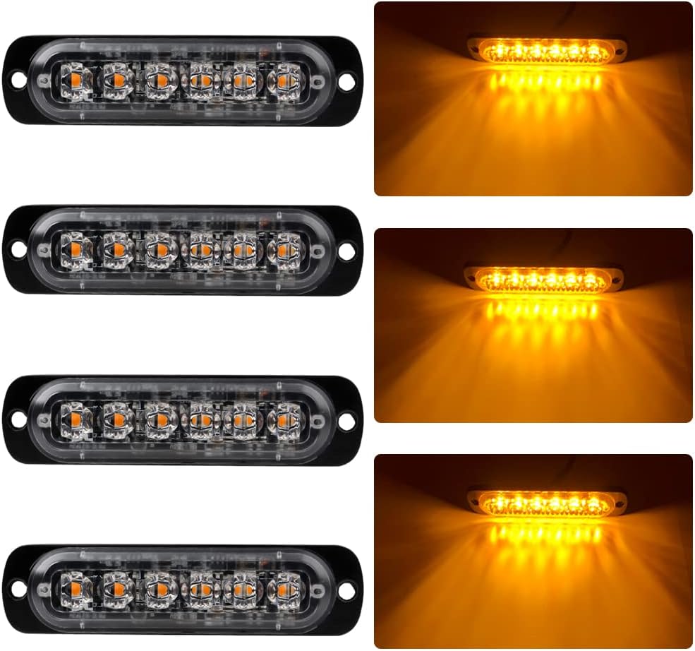 KaiDengZhe 4 x 6 LED Emergency Warning Lights Amber Hazard Flashing ...