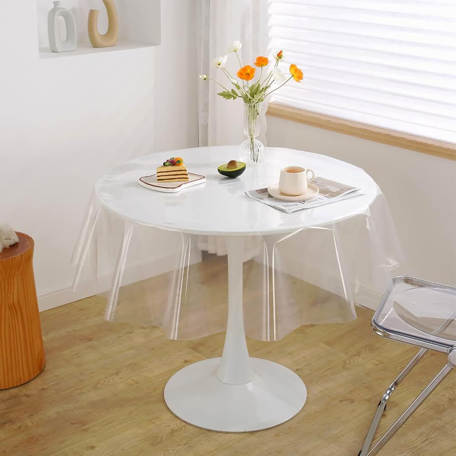 Eralove Round Clear PVC Tablecloths Waterproof Round Table Protector ...