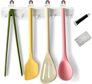 Amazon.com: Warewell Magnetic Cooking Utensils Set with Adhesive Wall ...