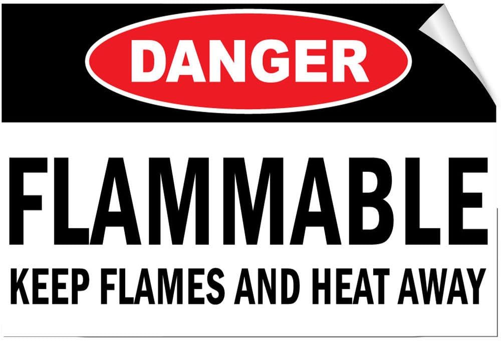 Amazon.com : Danger Flammable Keep Flames and Heat Away Hazard Label ...