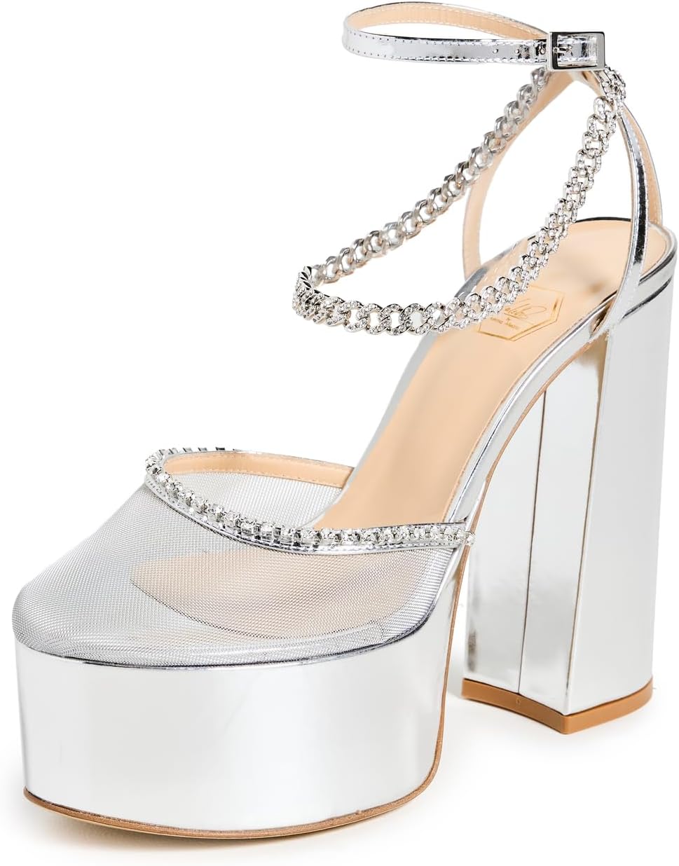 Amazon.com | Nalebe Women's Stellar Platform Iridescent Heels, Silver ...
