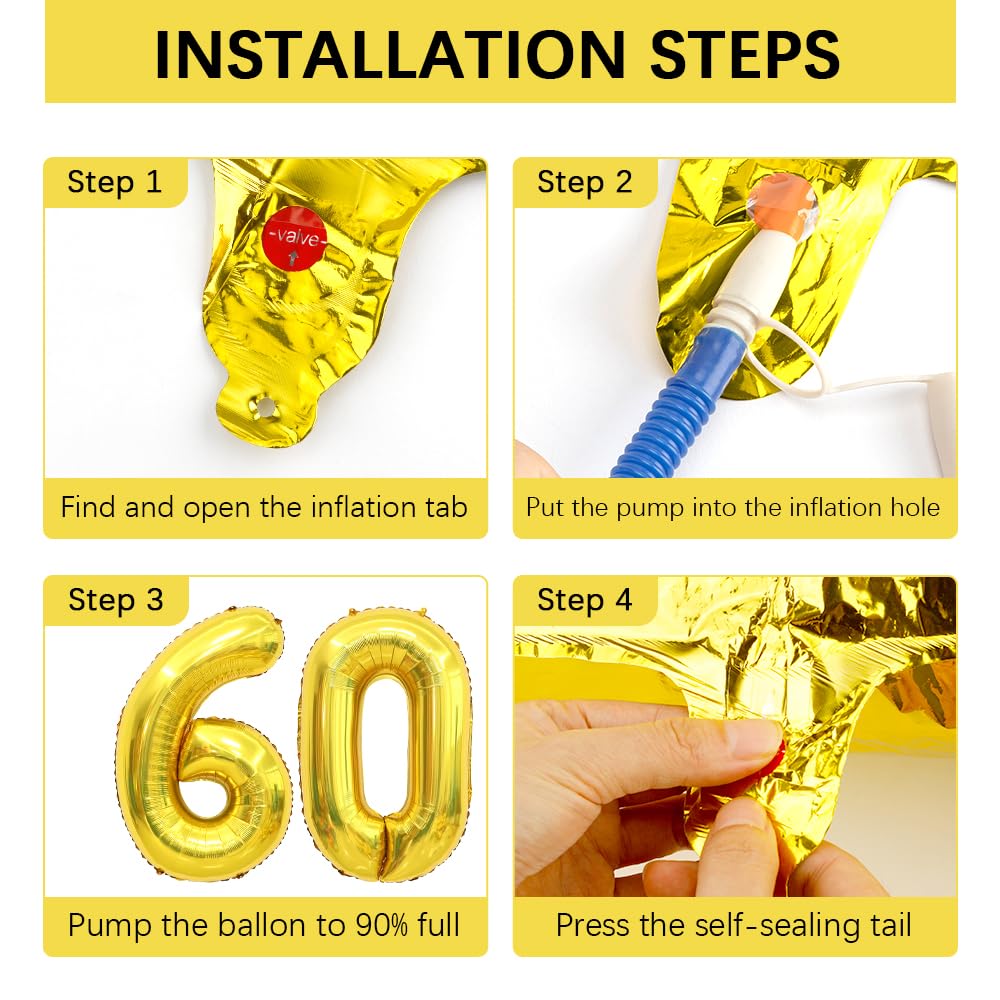 Snapklik.com : 40 Inch 60 Balloon Numbers Gold Birthday Decorations ...