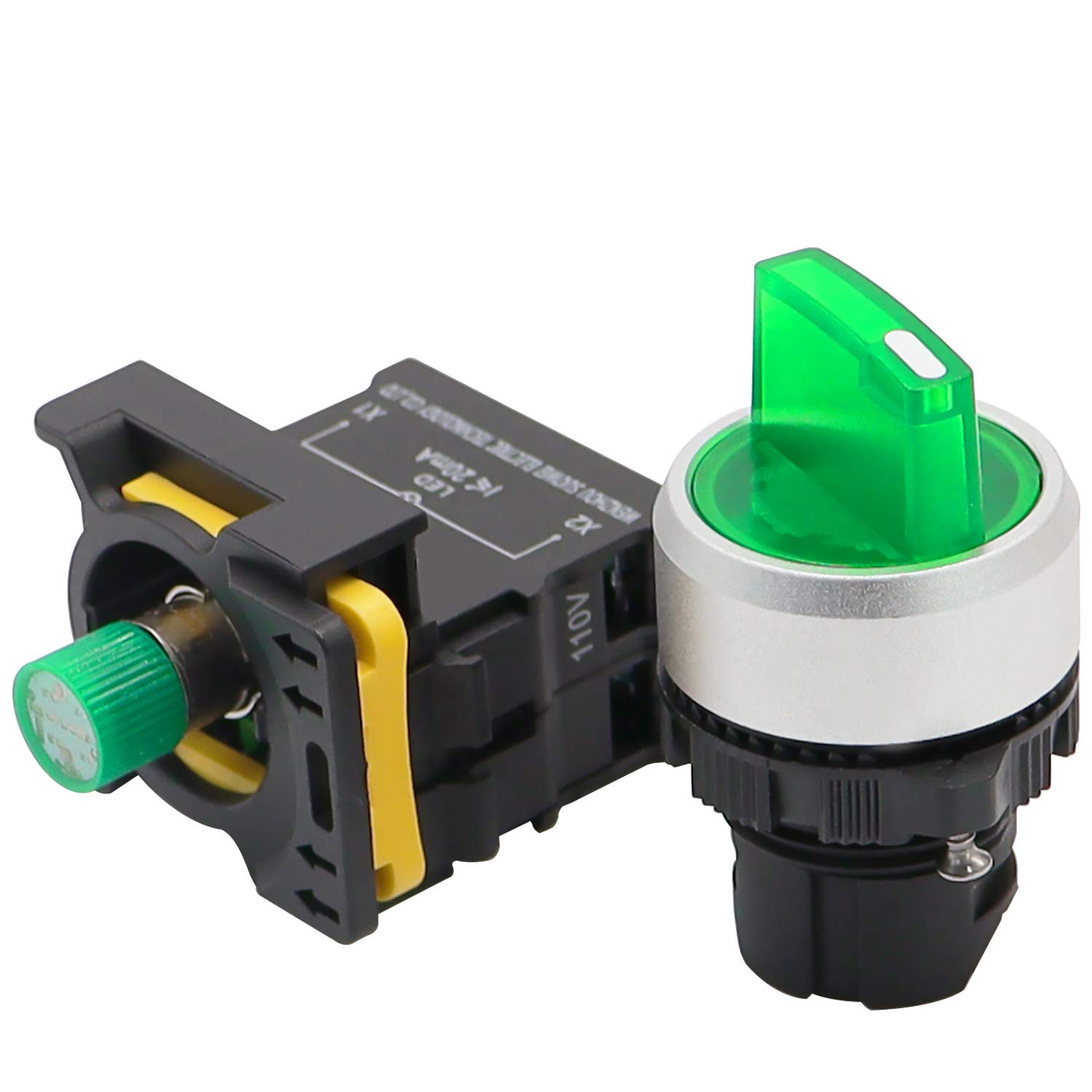 Snapklik.com : Mxuteuk Green LED Light Voltage 110V-220V 22mm 1 NO 2 ...
