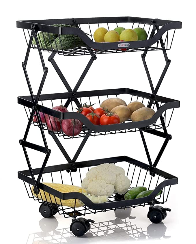 Krishi Metal Collapsible Fruit & Vegetable Kitchen Trolley | Fruit ...