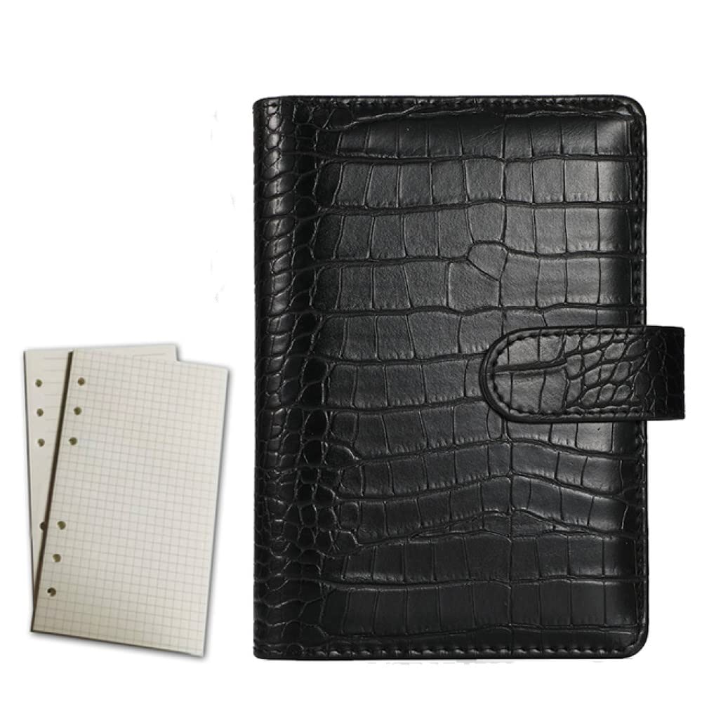 A6 PU Leather 6 Ring Binder Crocodile Pattern DIY Notebook Cover ...