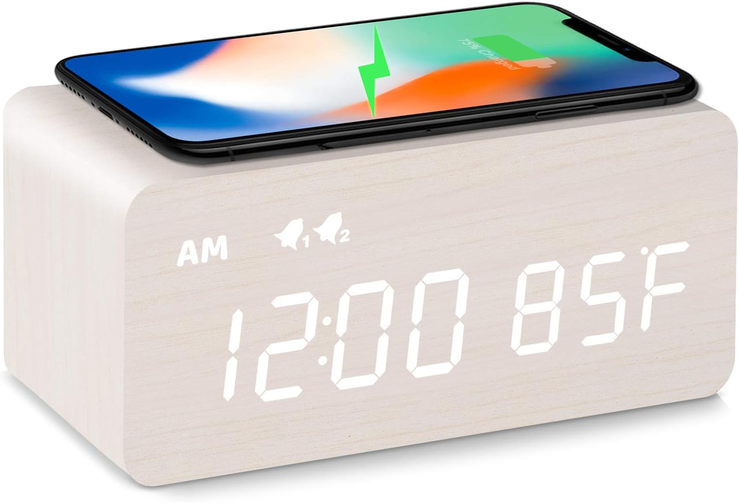 Amazon.com: Alarm Clock with 15W Fast Wireless Charging Pad, Snooze ...