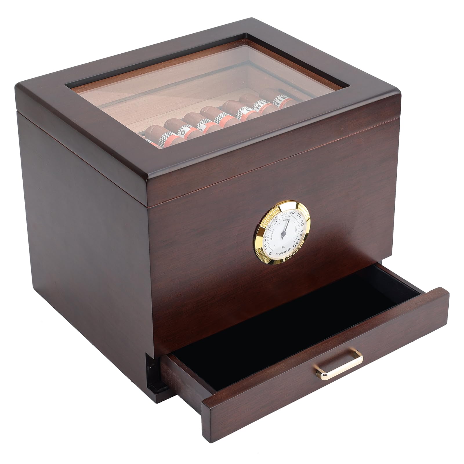 Snapklik.com : Weiwei Cedar Wood Cigar Humidor Box, Glass Top Desktop ...