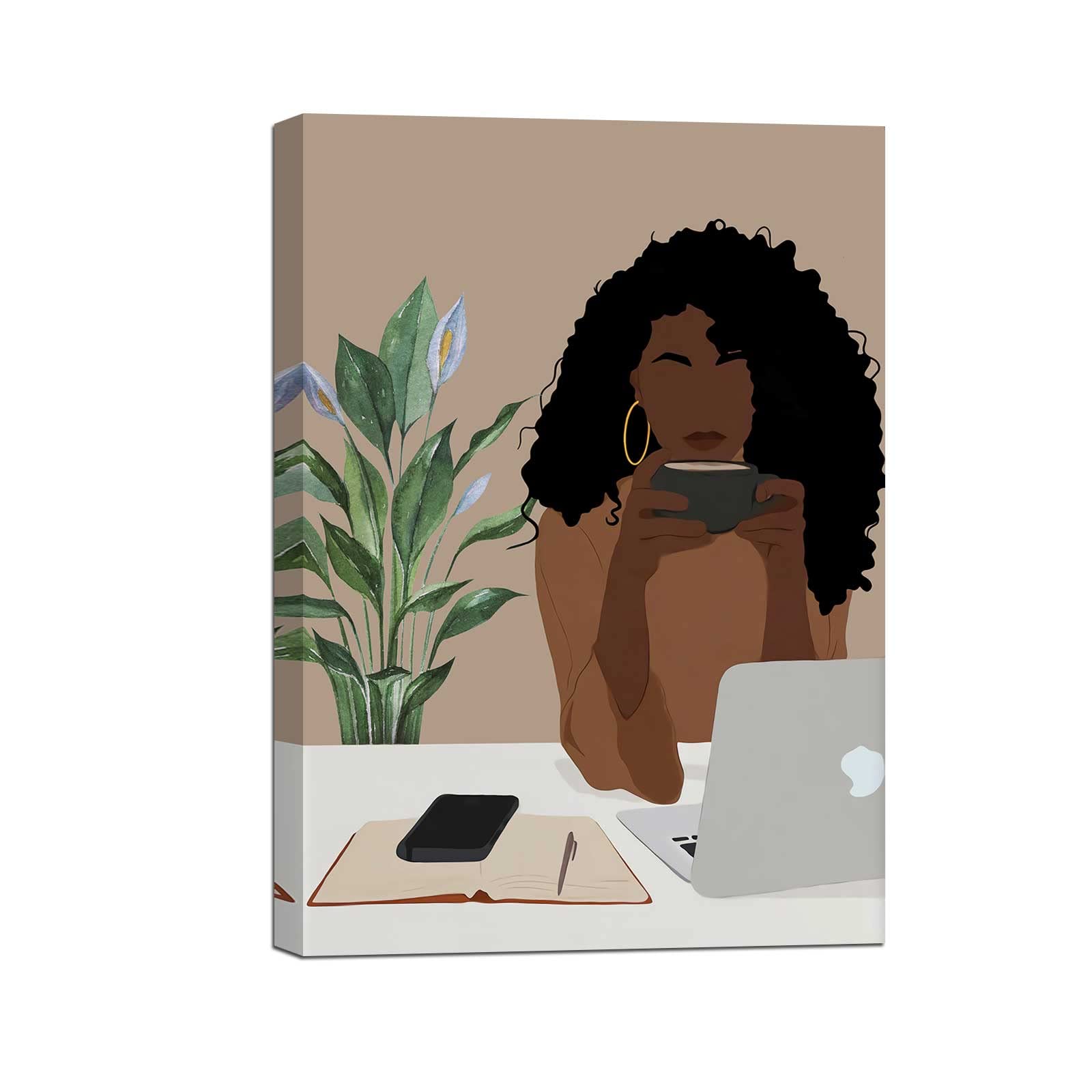 Amazon.com: African American Boho Wall Art, Black Women Art Framed ...