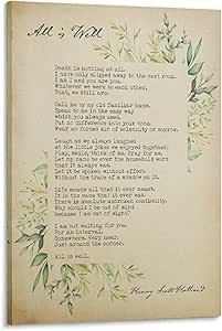 Amazon.com: All Is Well Funeral Poem - Bereavement Gift - Comforting ...
