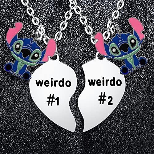 BESPMOSP 2PCS Weirdo 1 and Weirdo 2 Necklace Friendship Necklace for ...