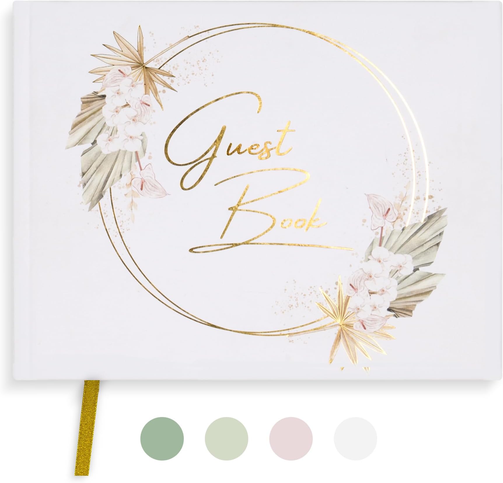 Amazon.com: BPFY White Wedding Guest Book, 9"x7" Hardcover Guest Book ...