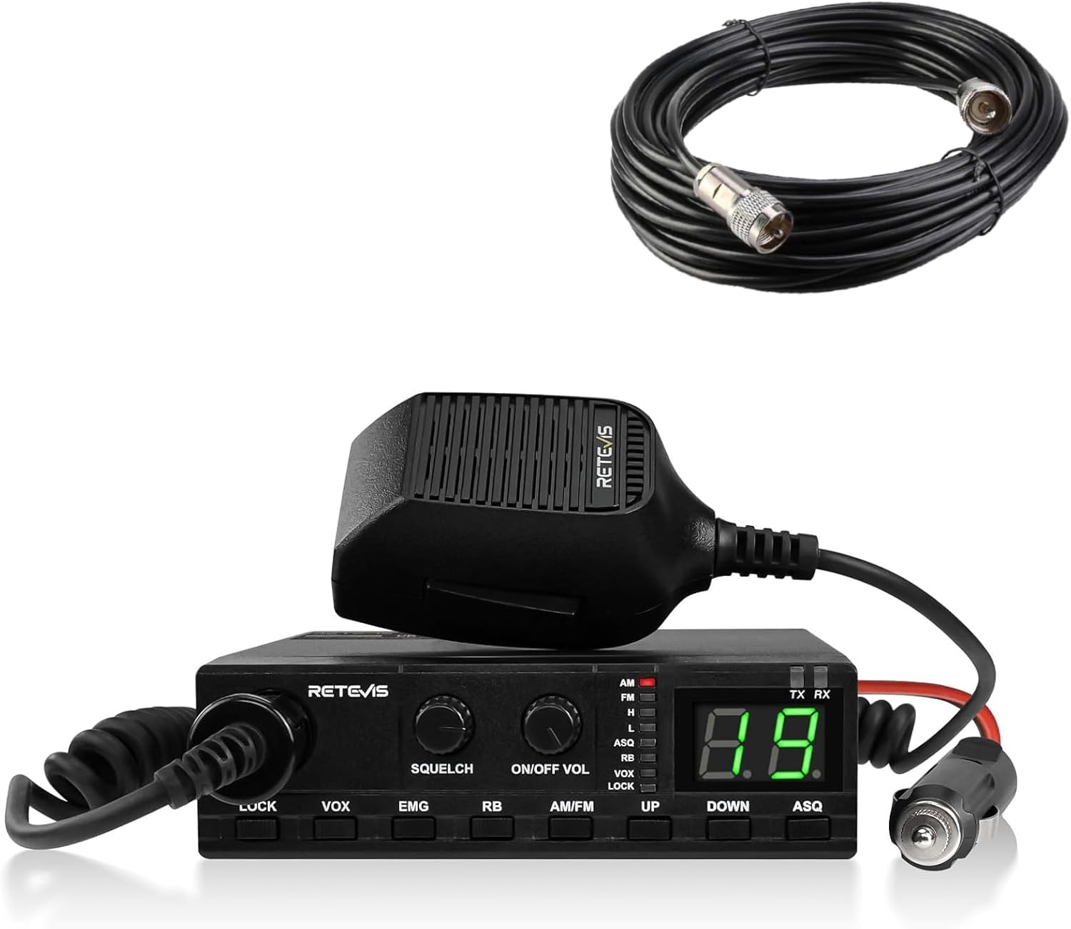 Amazon.com: Retevis MB2 CB Radio, AM/FM CB Radio Bundle with Coaxial ...