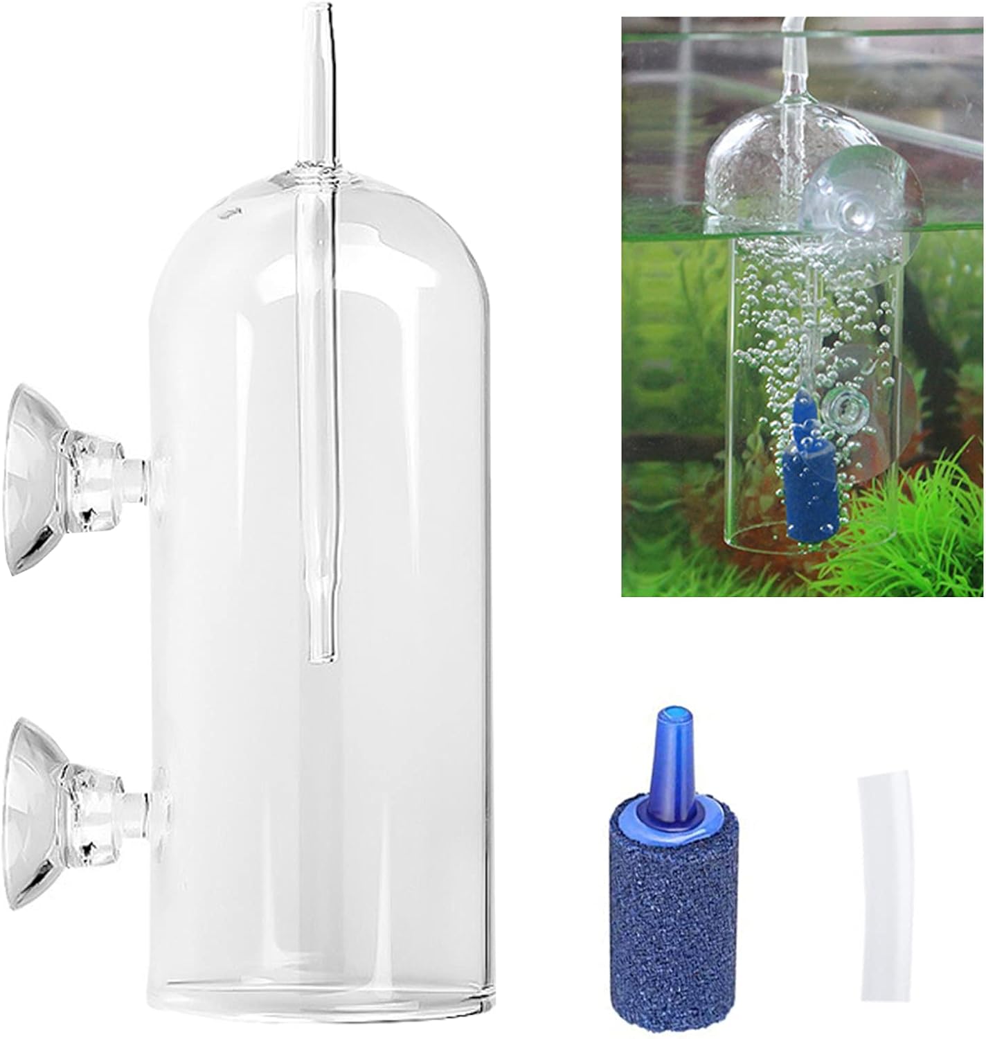 Bilindasly Aquarium Air Oxygen Bubbler Glass Cup CO2 Diffuser Air ...