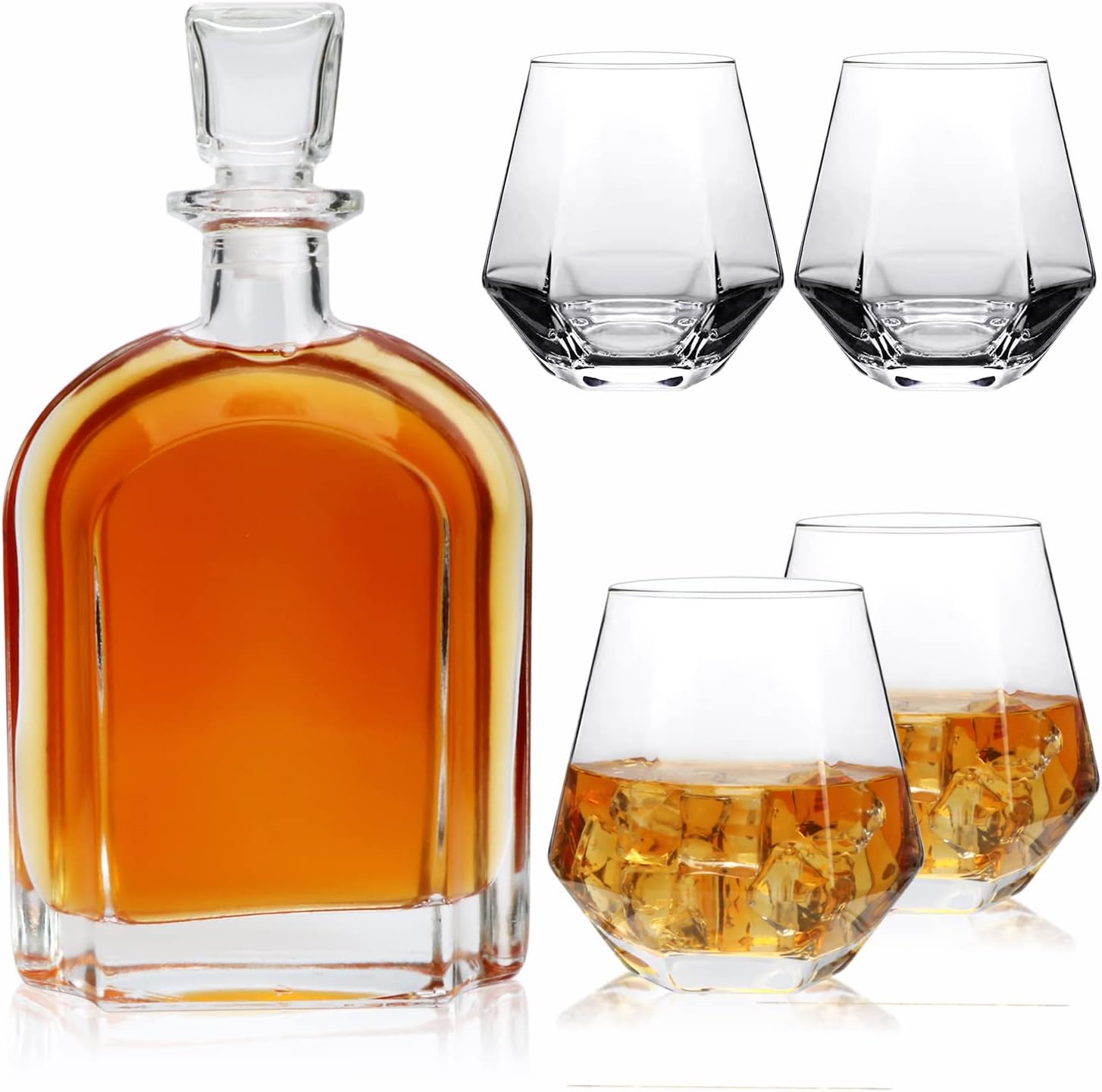 Amazon.com | Lefonte Whiskey Decanter set for Liquor Scotch Bourbon or ...