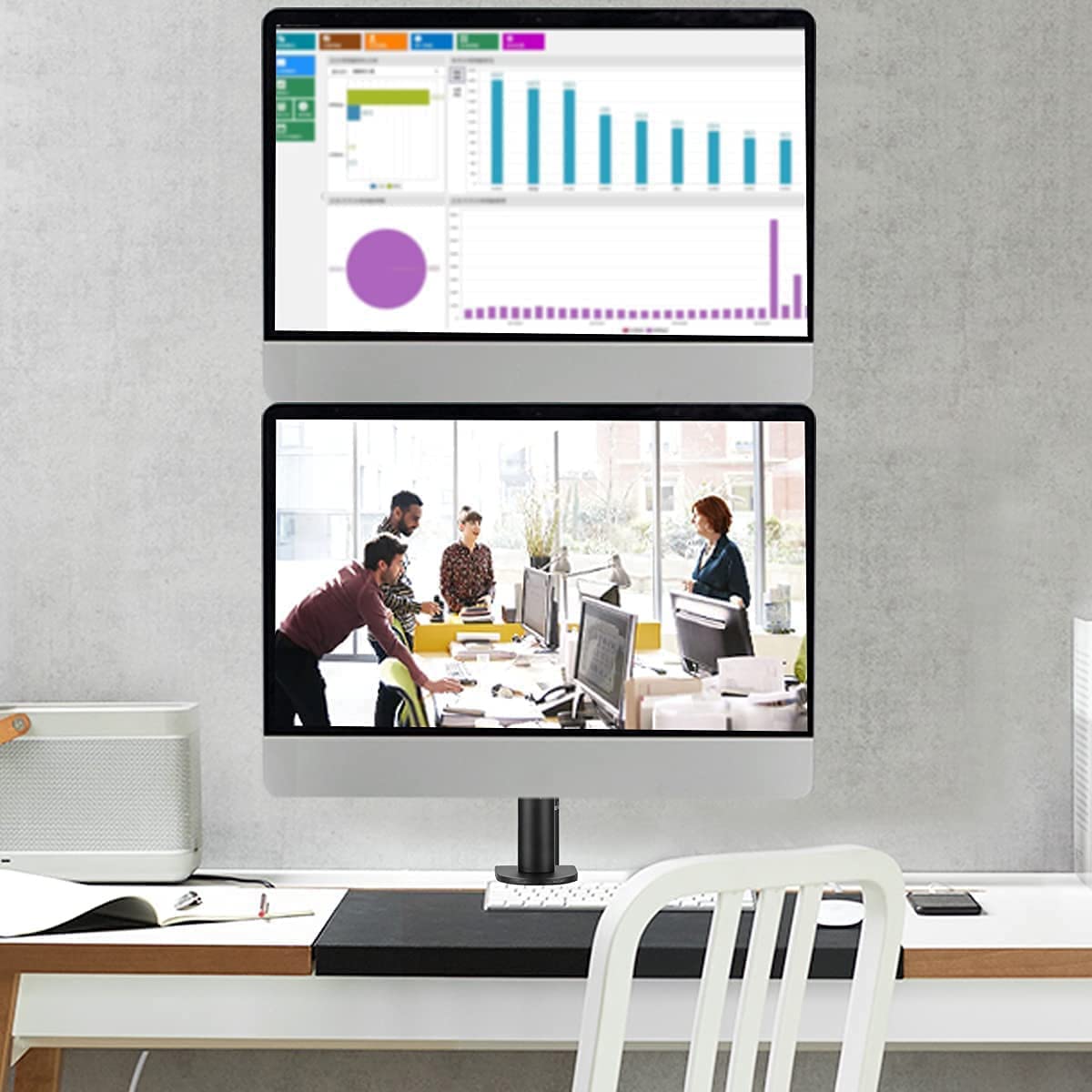 Bracwiser Dual Vertical Fully Adjustable Monitor Arm Stand Mount Fits ...