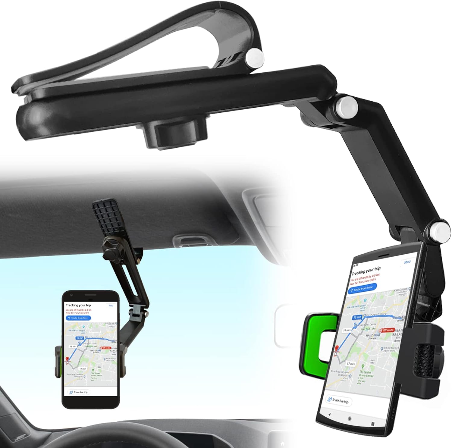 Amazon.com: Sun Visor Phone Holder for Car, 360° Rearview Phone Holder ...