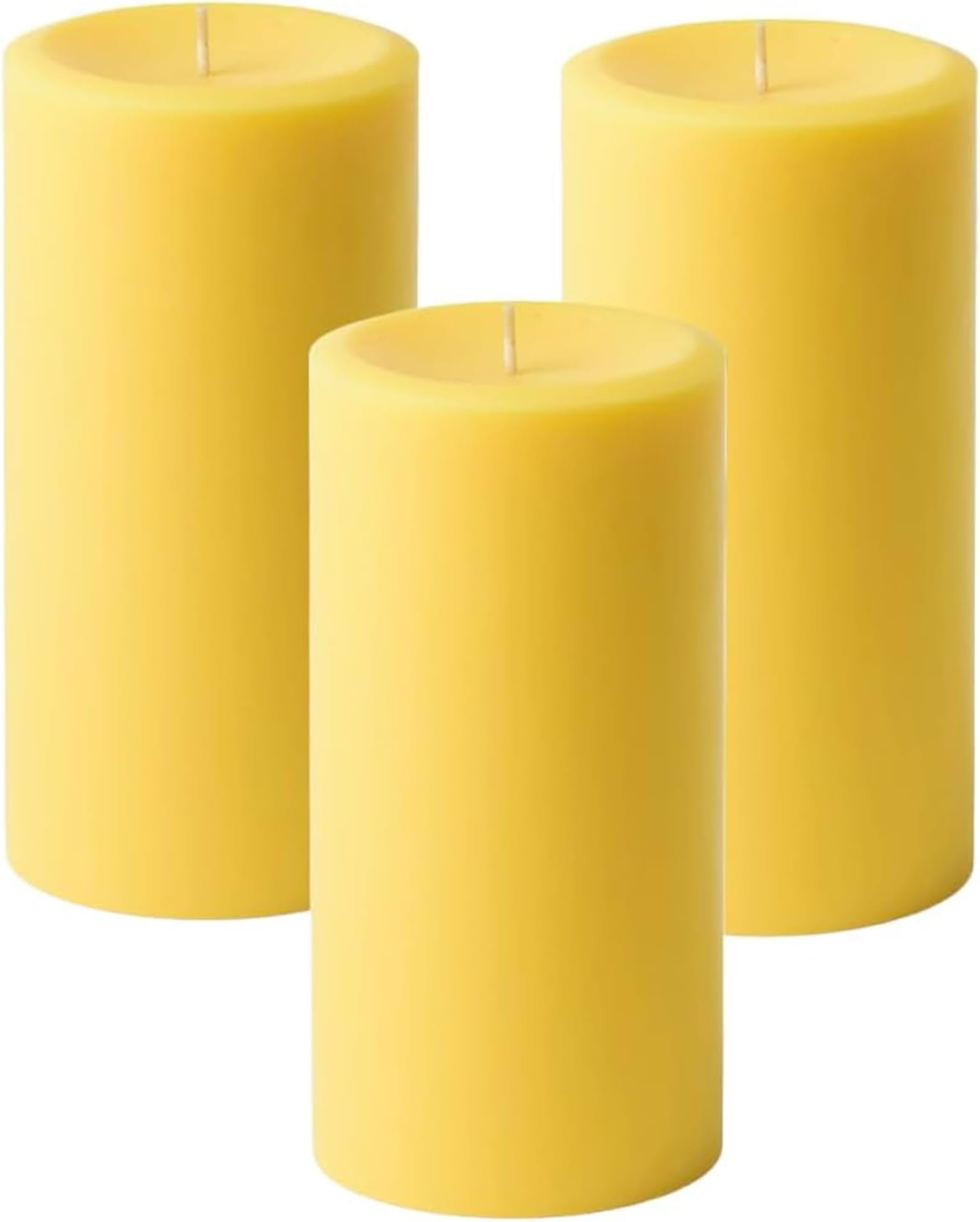 Amazon.com: 3" x 6" Yellow Pillar Candles (Set of 3) Unscented, Solid ...