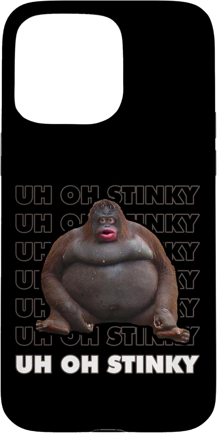iPhone 15 Pro Max Uh Oh Stinky Poop Meme Funny Monkey Case