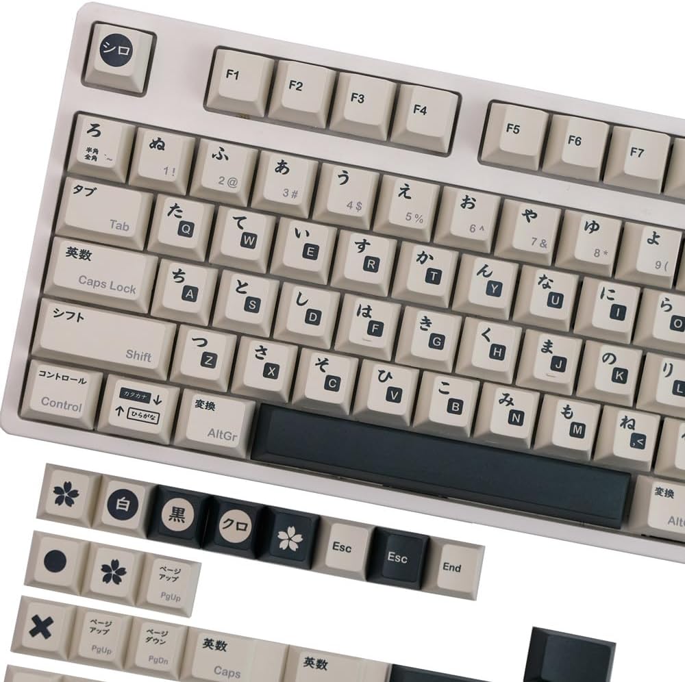 Amazon.com: Black White Japanese PBT Keycap Cherry Profile DYE ...