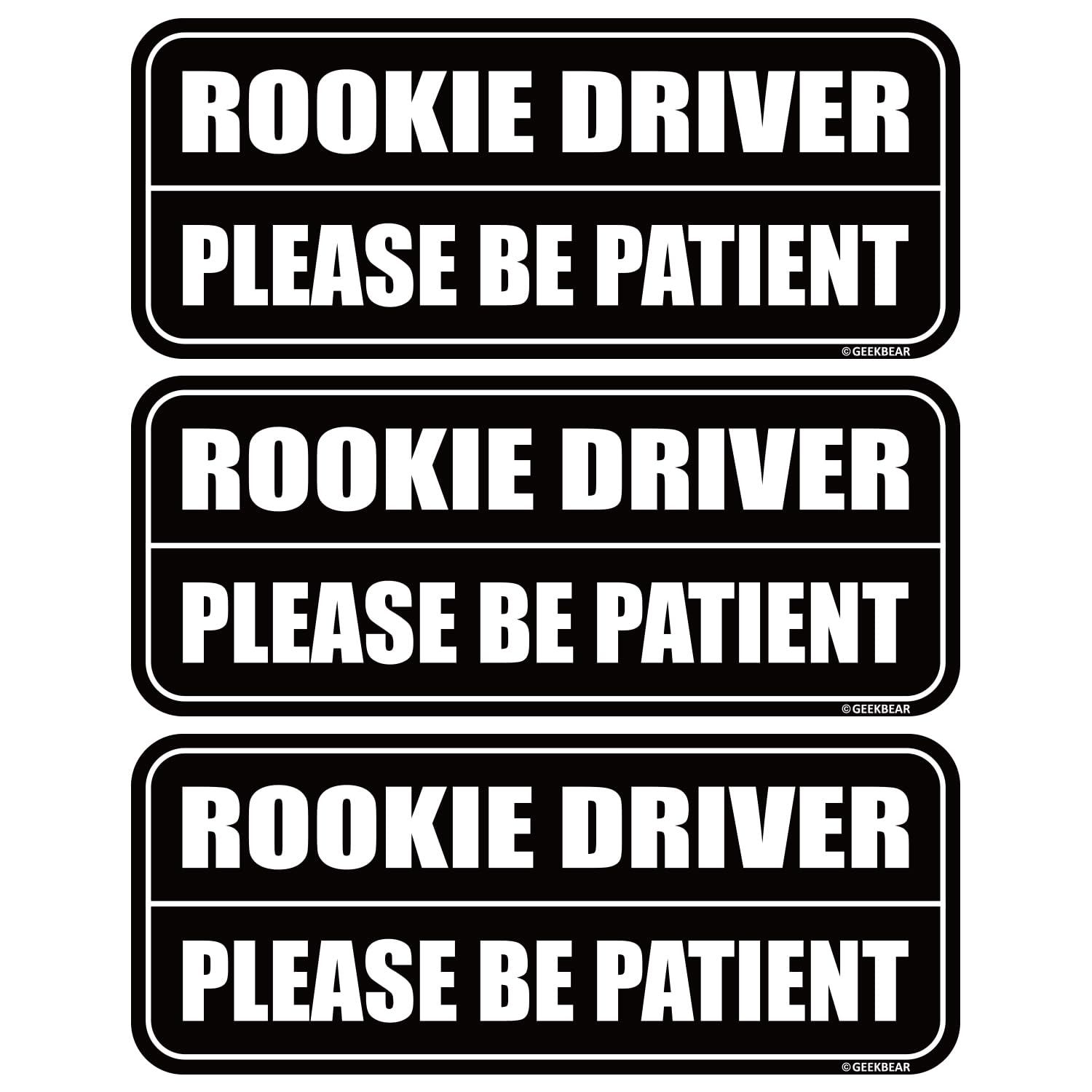 Amazon.com: GEEKBEAR Rookie Driver Car Magnet (3 Pack) - Rectangular ...