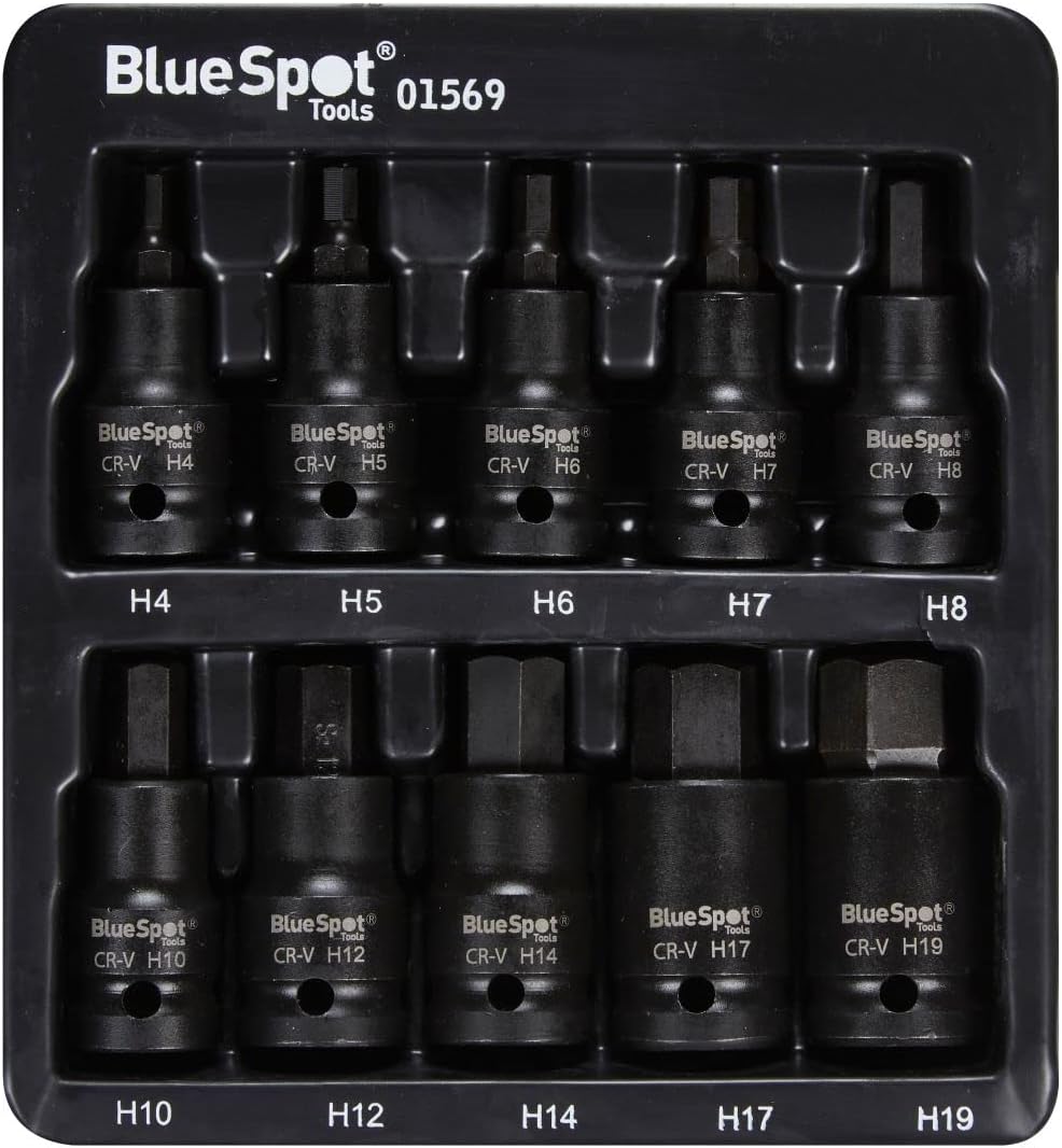 Blue Spot Tools Impact Hex Bit Socket Set Hexagon Sockets Allen Key 10 ...