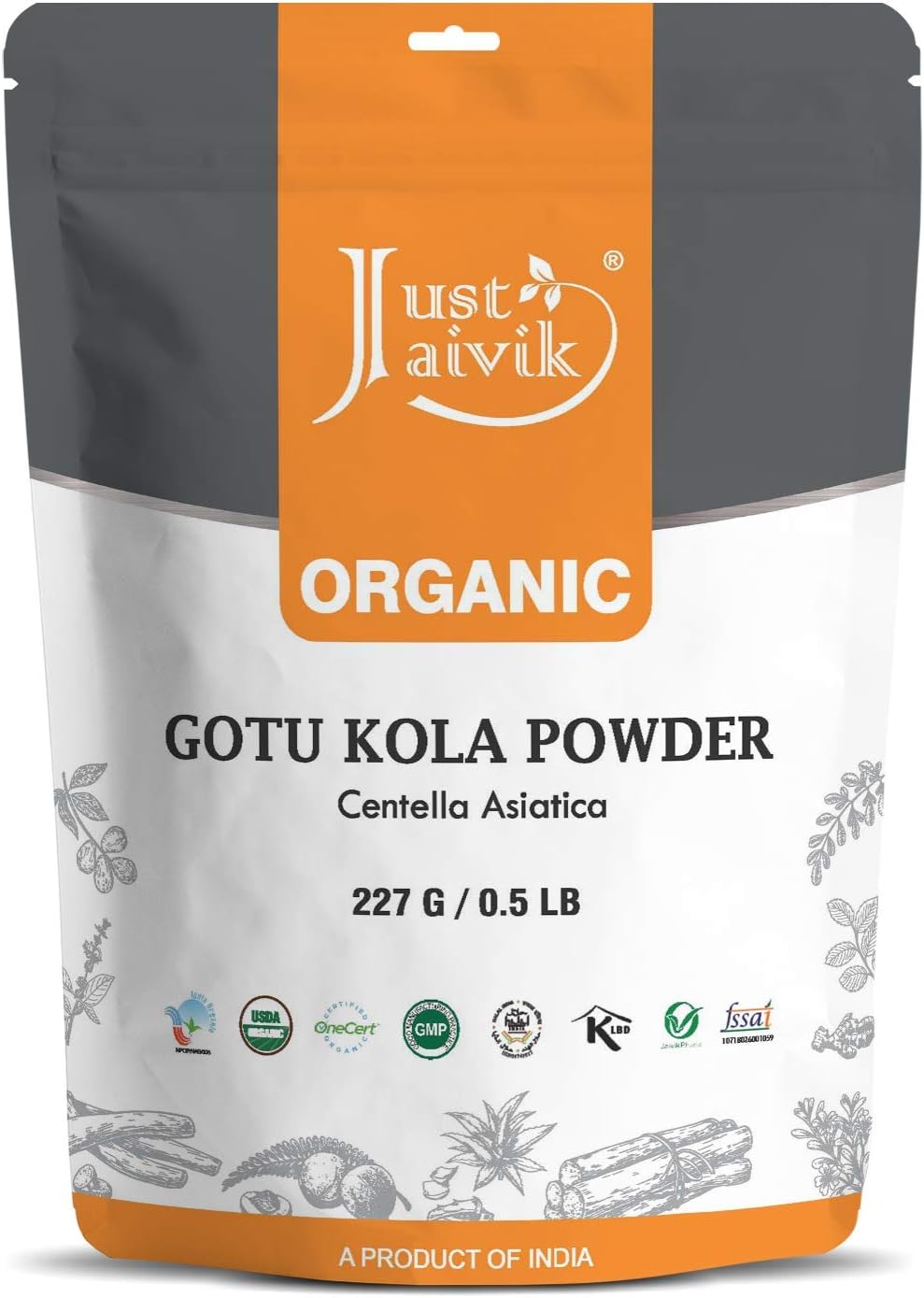 Amazon.com: Just Jaivik 100% Organic Gotu Kola Powder, 1/2 Pound - 227g ...