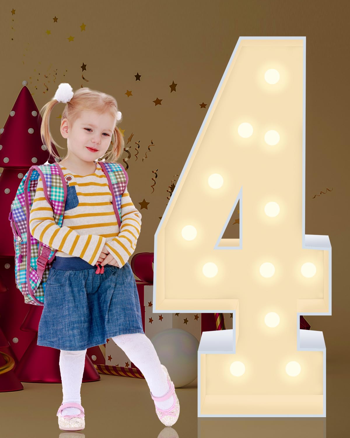 Amazon.com: 4FT Plastic Marquee Numbers 4, Light up Numbers Made of ...