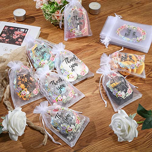 Snapklik.com : 200 Pcs Thank You Gift Bags Sheer Organza Bags Floral ...