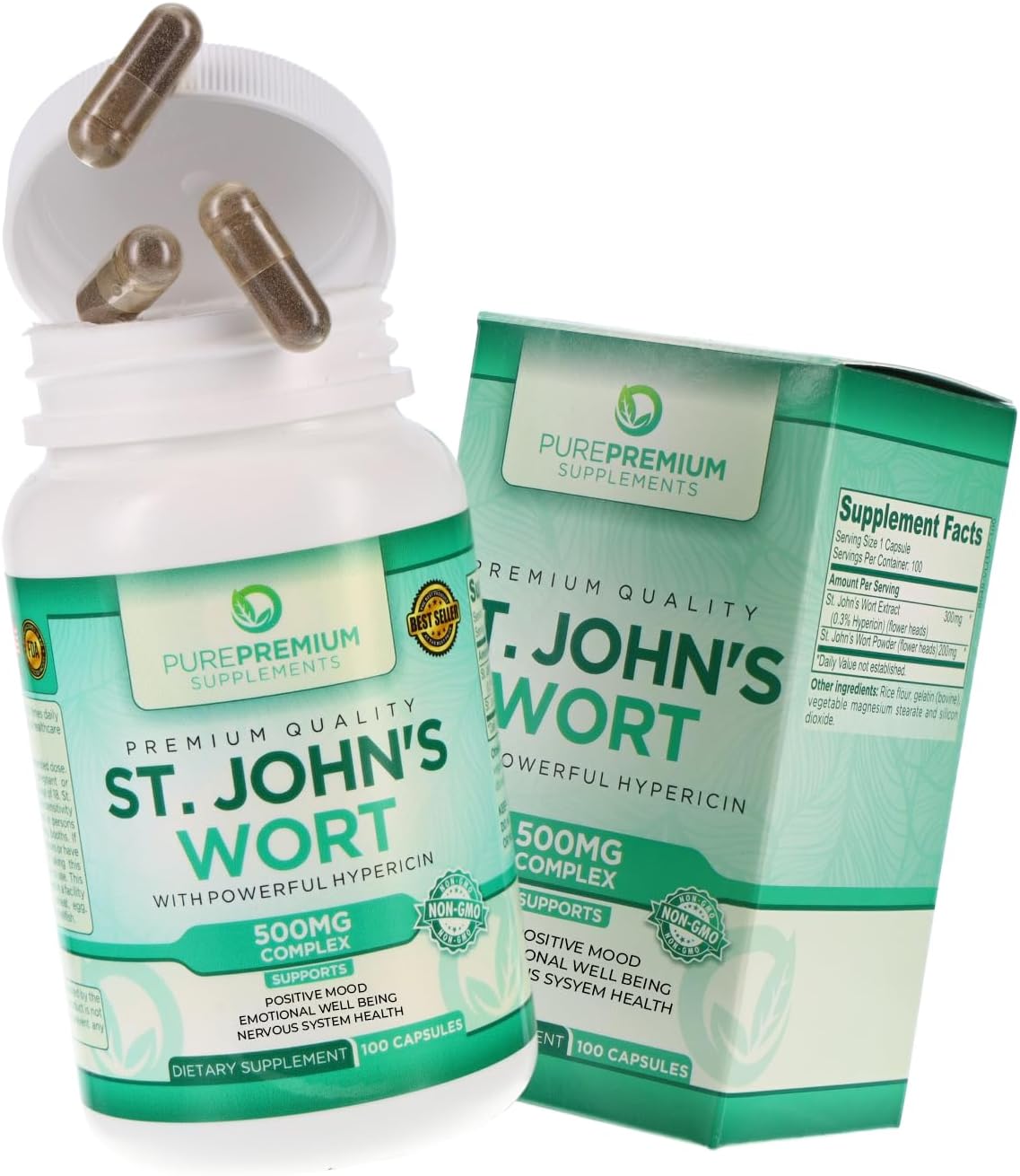 Amazon.com: Pure Premium St. John’s Wort Capsules, 300 mg Extract + 200 ...