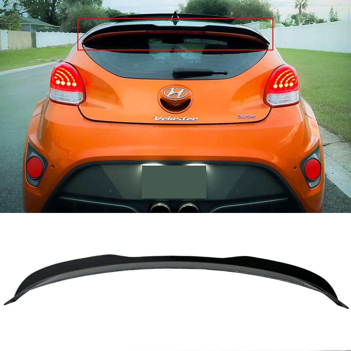Amazon.com: FITS 2012-2018 HYUNDAI VELOSTER TURBO GLOSSY BLACK V STYLE ...