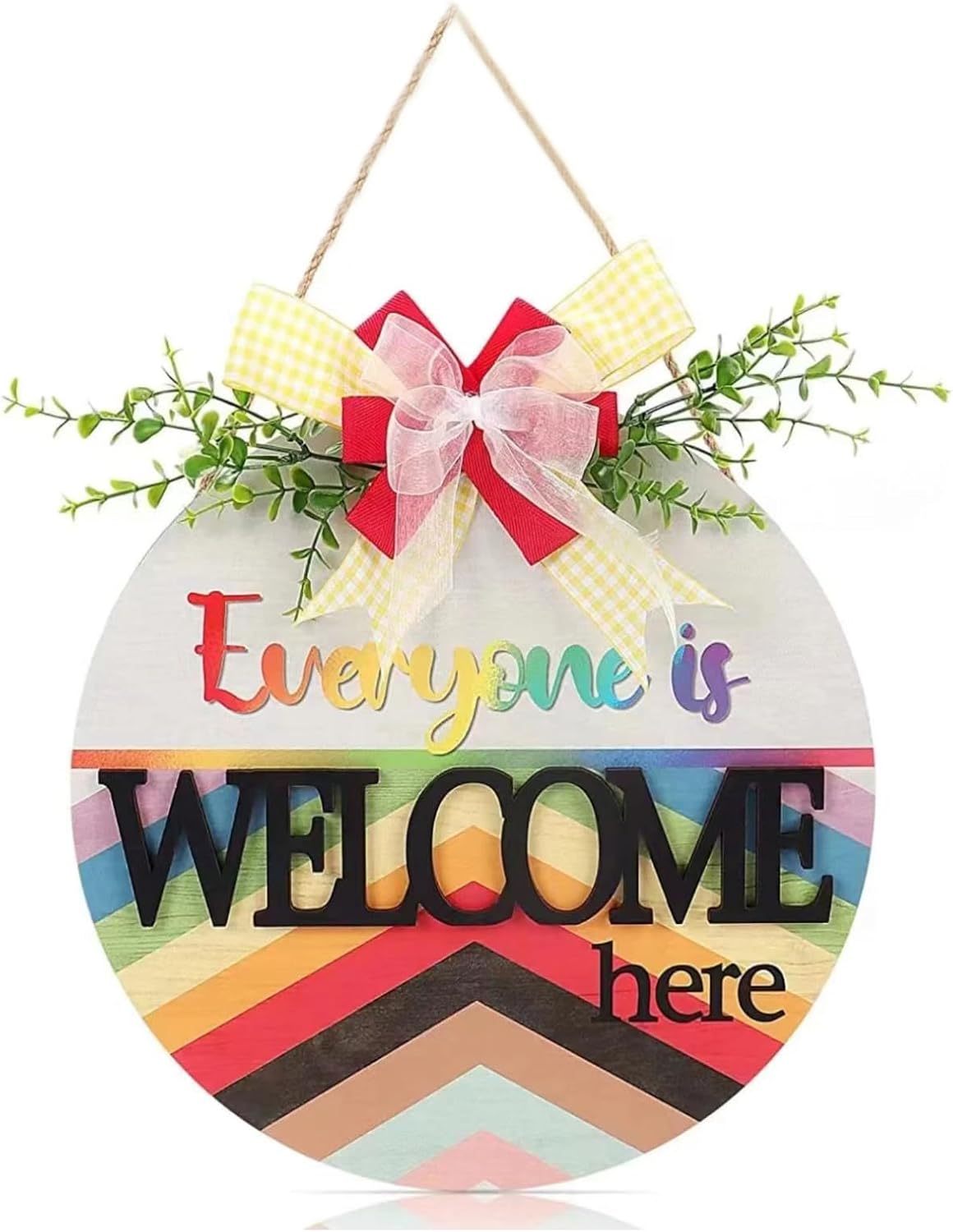 Amazon.com: 3D Everyone Is Welcome Here Wooden Door Sign,Welcome Sign ...