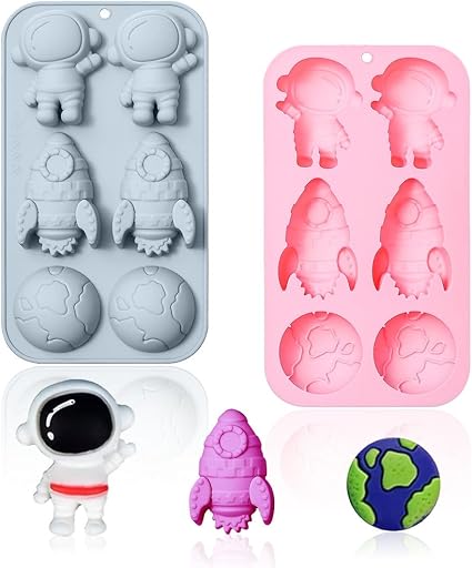 Amazon.com: 2 Pack Space Themed Silicone Cake Molds 6 Cavity 3D ...
