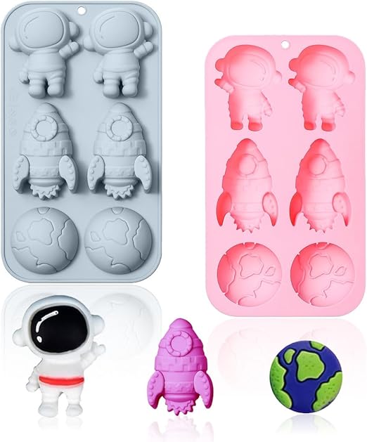 Amazon.com: 2 Pack Space Themed Silicone Cake Molds 6 Cavity 3D ...