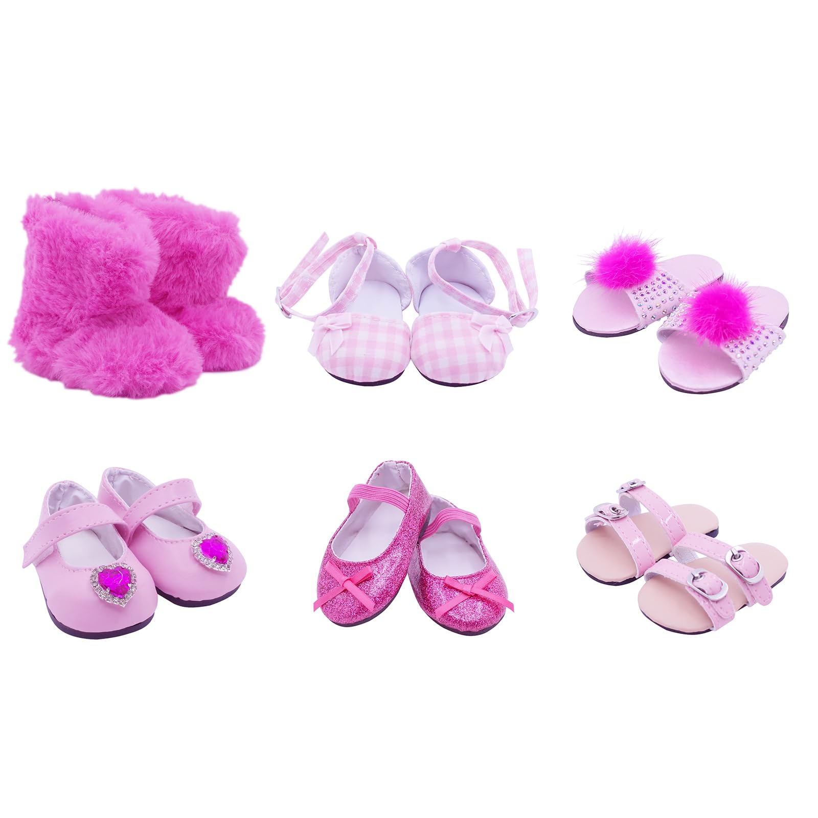 Amazon.com: Etistta 6 Pairs 18 inch Doll Shoes Hot Pink Set Boots ...