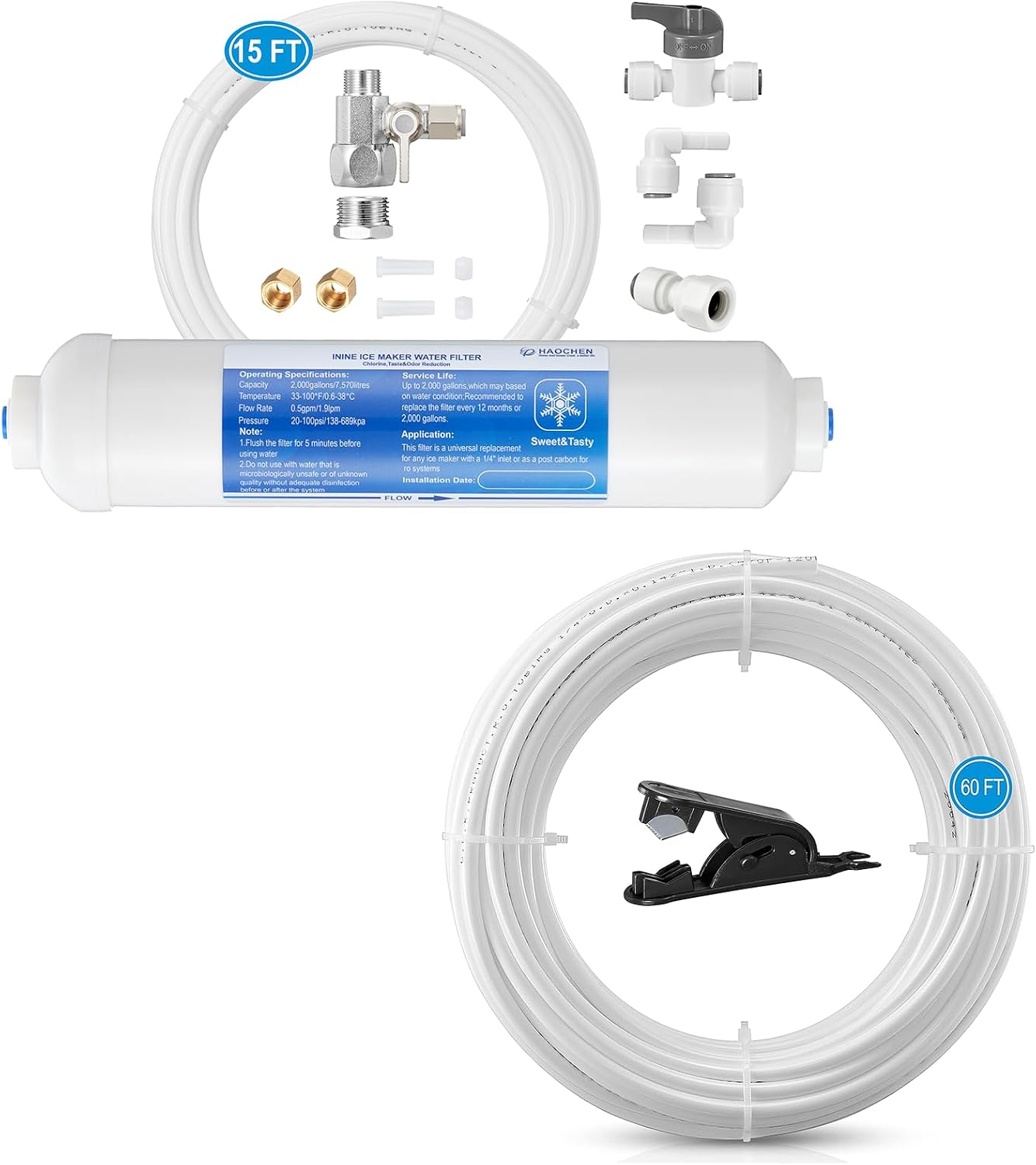 Amazon.com: Inline Water Filter Kit for Ice Maker and Refrigerator ...