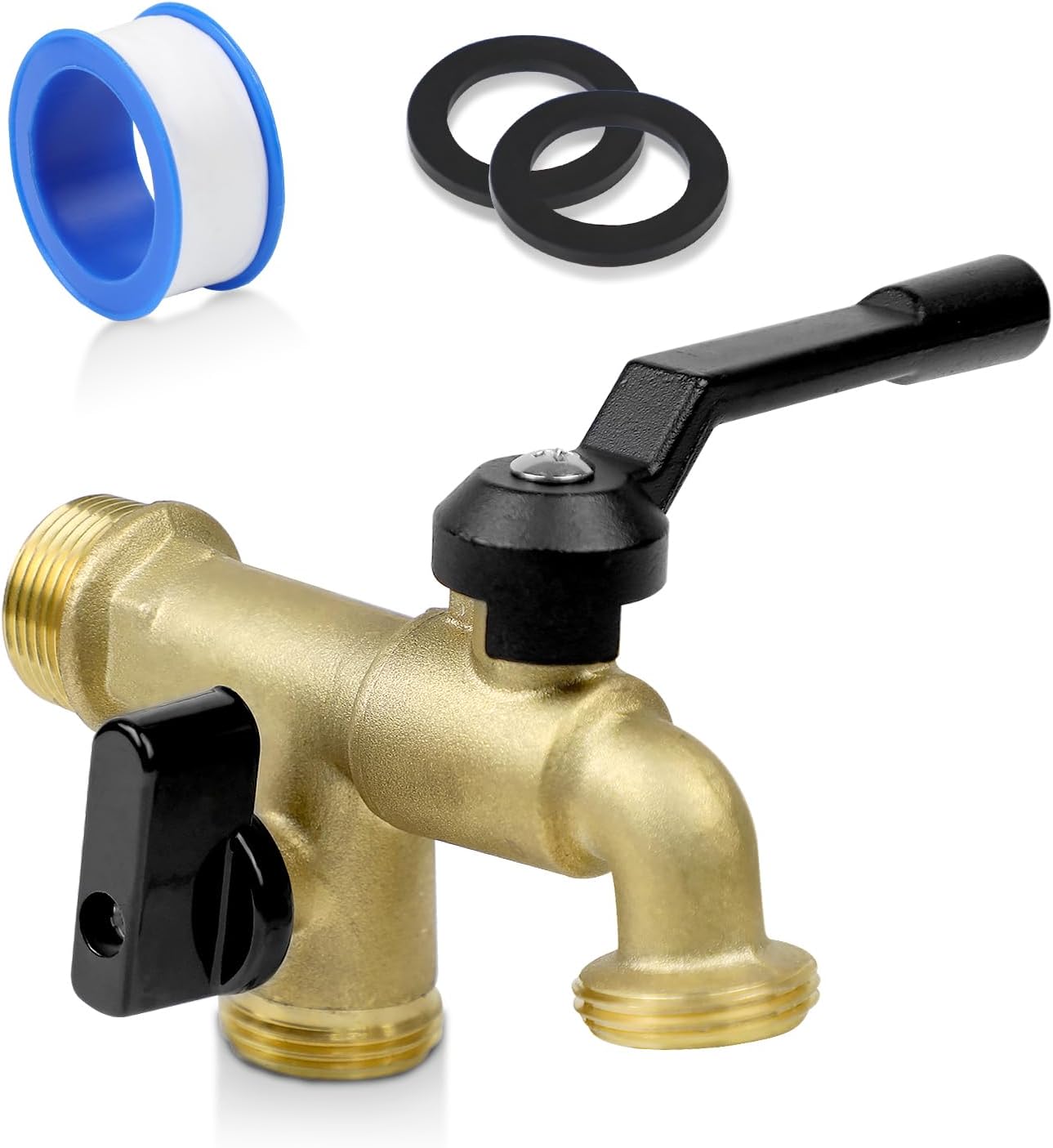 Amazon.com: Outdoor Garden Water Faucet with Double Outlet, Outside ...