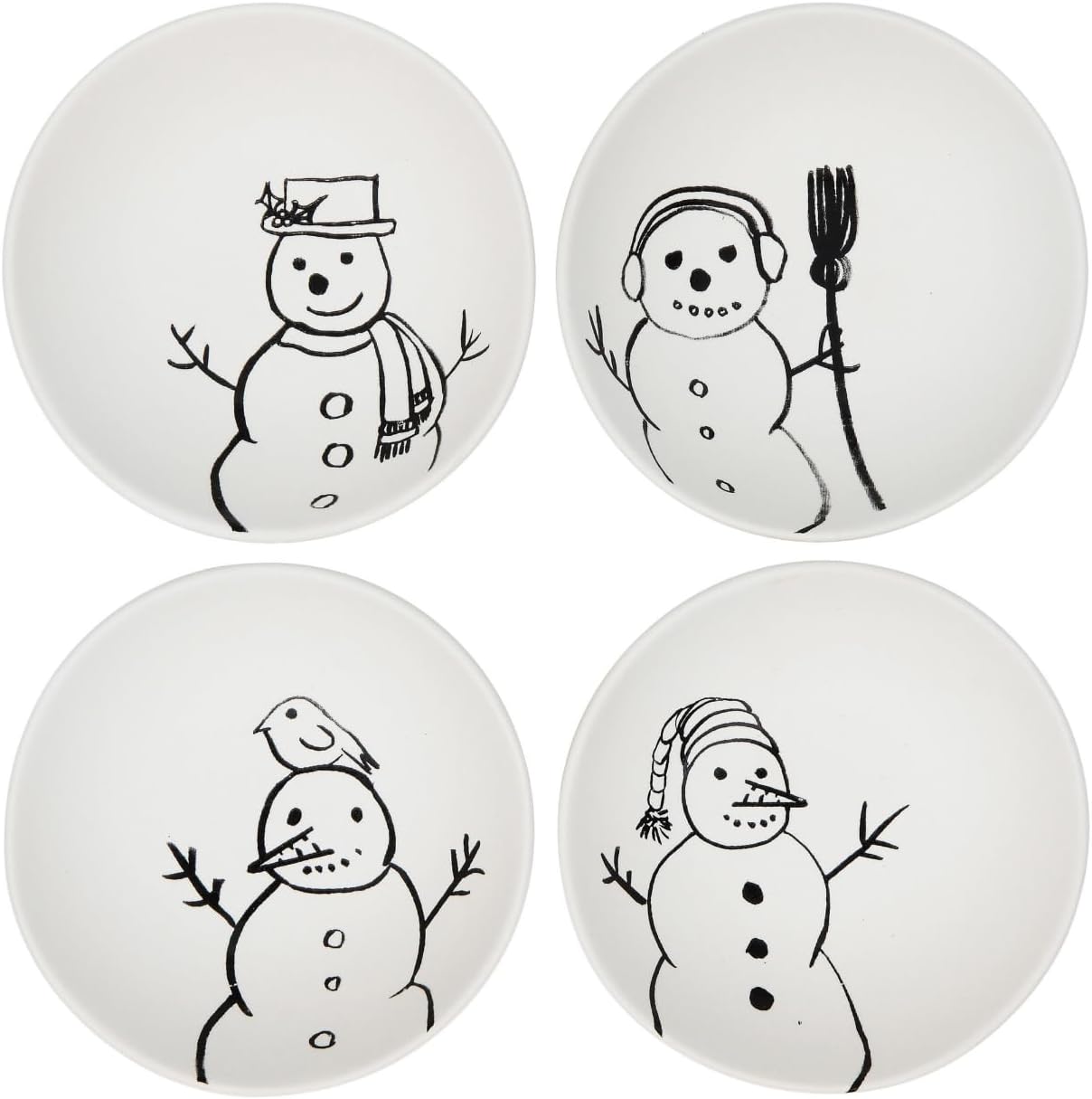 Amazon.com: One Holiday Way Set of 4 Small 4-Inch Stoneware Black and ...